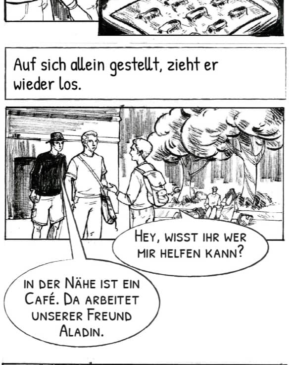 Comic eines Flüchtling aus dem Iran